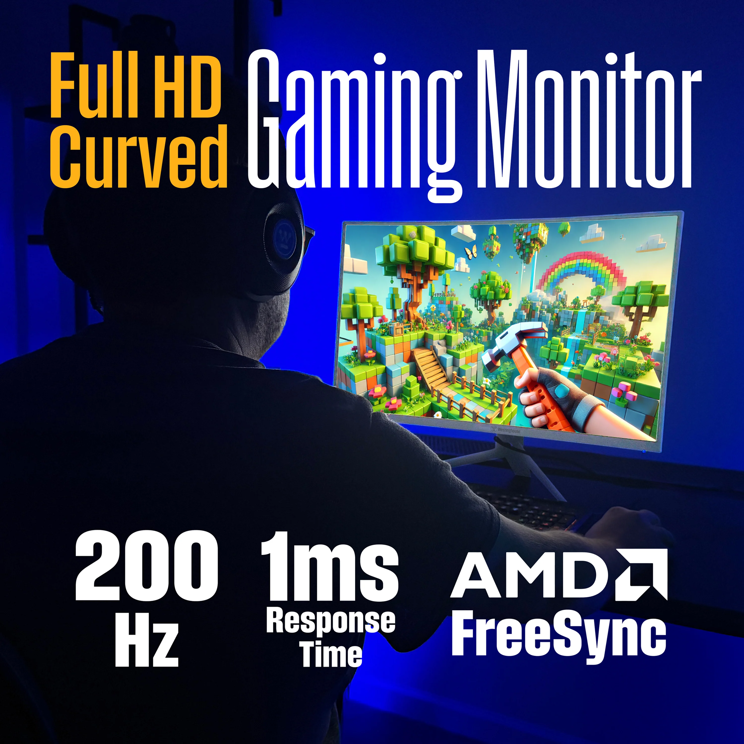27" FHD Curved Gaming Monitor, White - Westinghouse